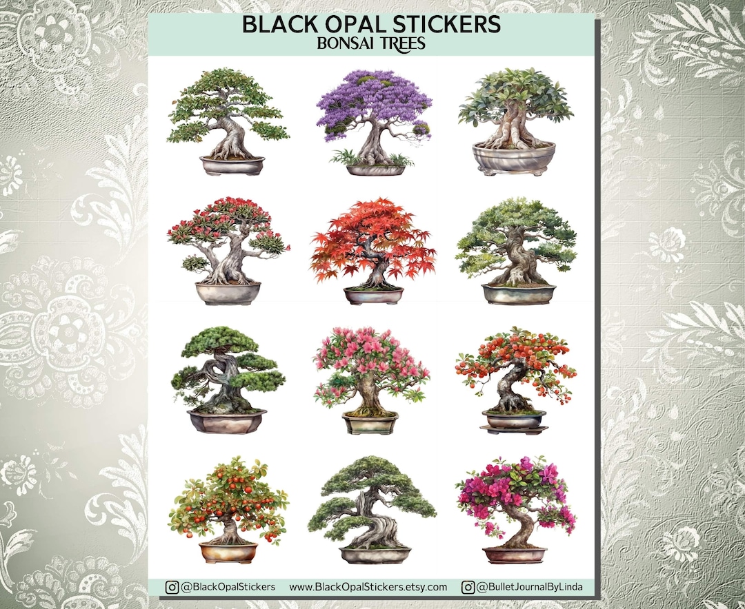 Bonsai Tree Stickers for Bullet Journals, Scrapbooking, Cards, Kids ...