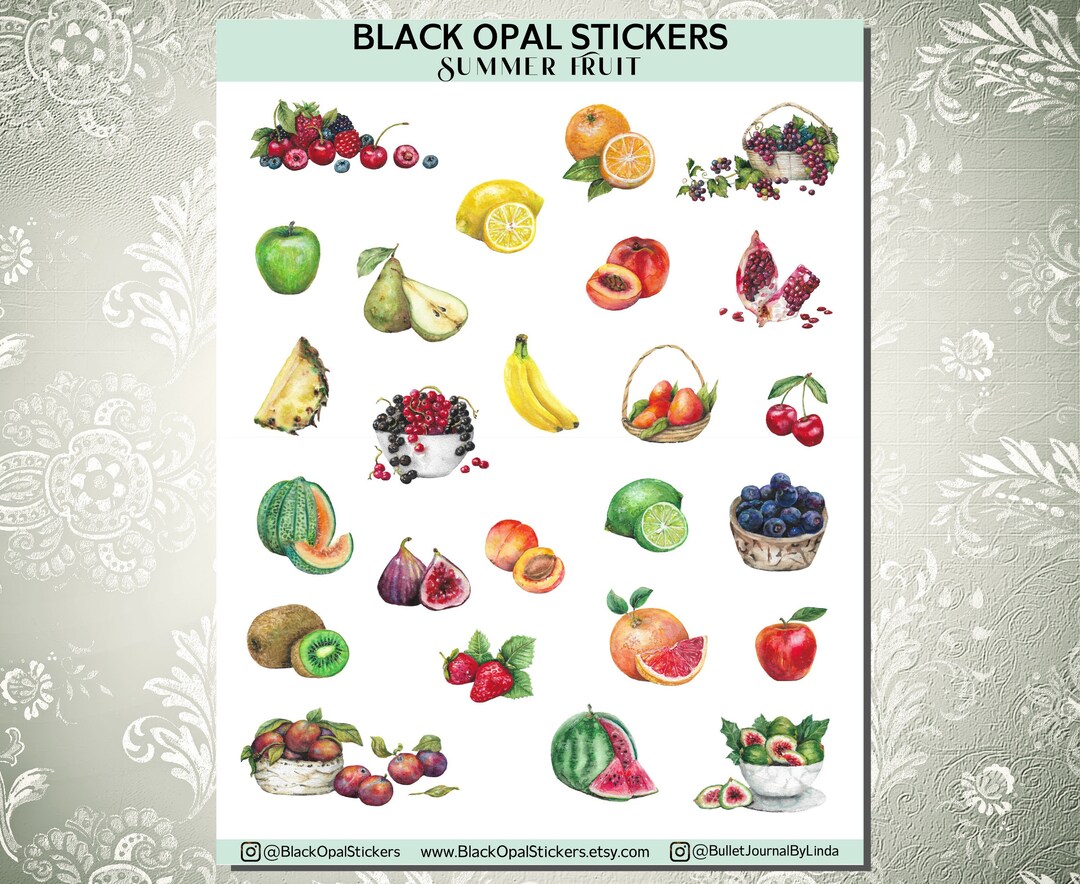 Summer Fruit Stickers for Bullet Journals, Scrapbooking, Cards, Kids ...