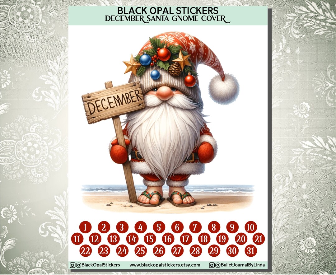 December Gnome Monthly Cover With Date Stickers | Journals | Planners ...