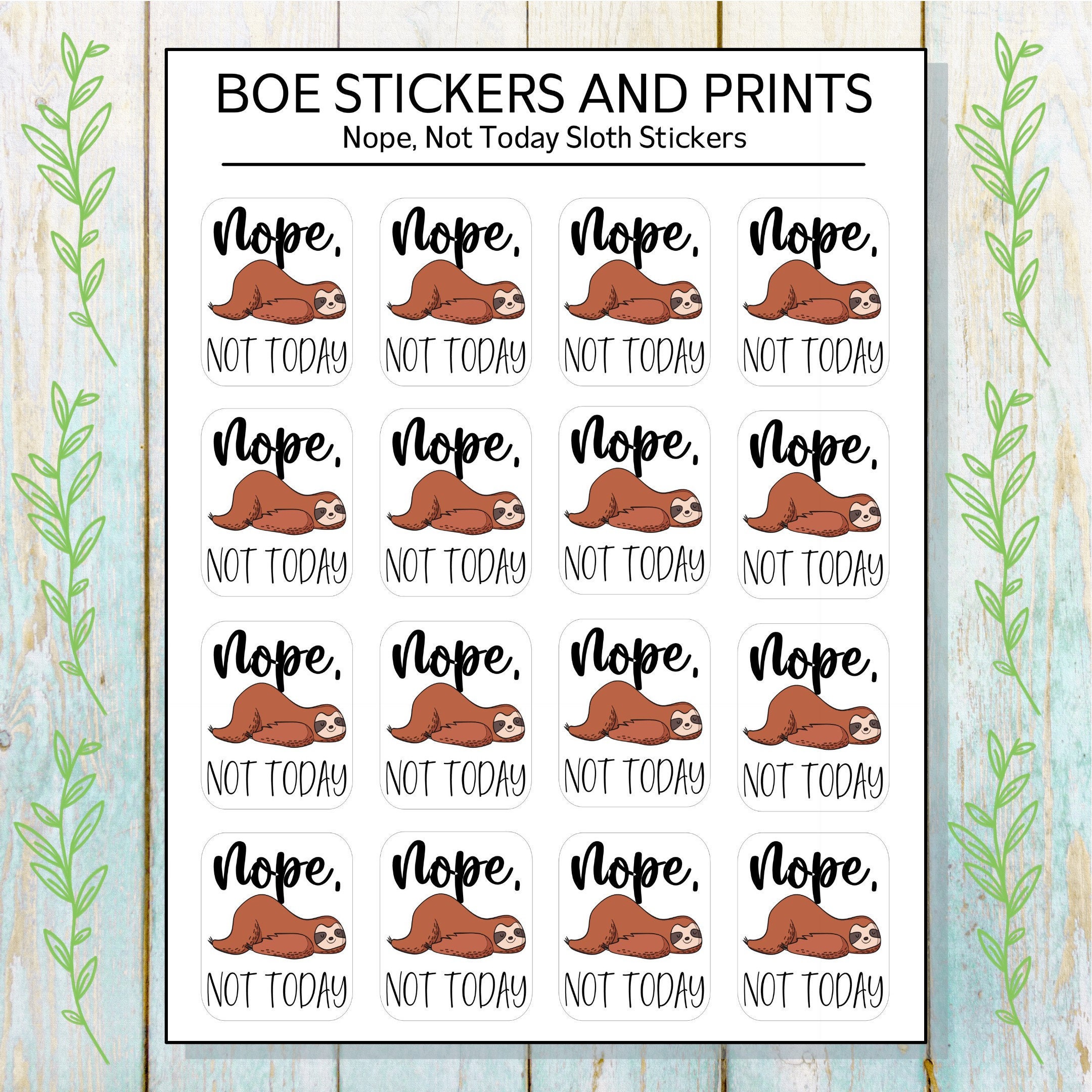 Sloth and Koala Nope Not Today Stickers for Journals - Etsy Australia
