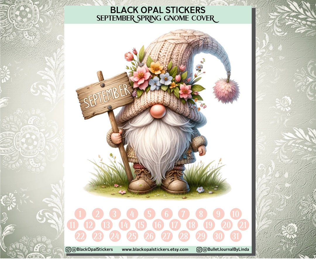 September Gnome Monthly Cover With Date Stickers | Journals | Planners ...