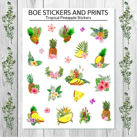 Tropical Pineapple Stickers for Bullet Journals Scrapbooking | Etsy