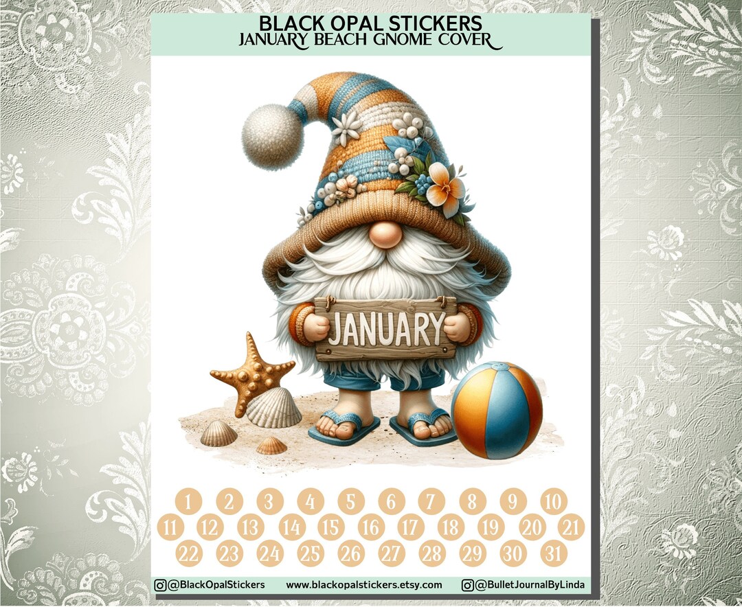 January Gnome Monthly Cover With Date Stickers | Journals | Planners ...