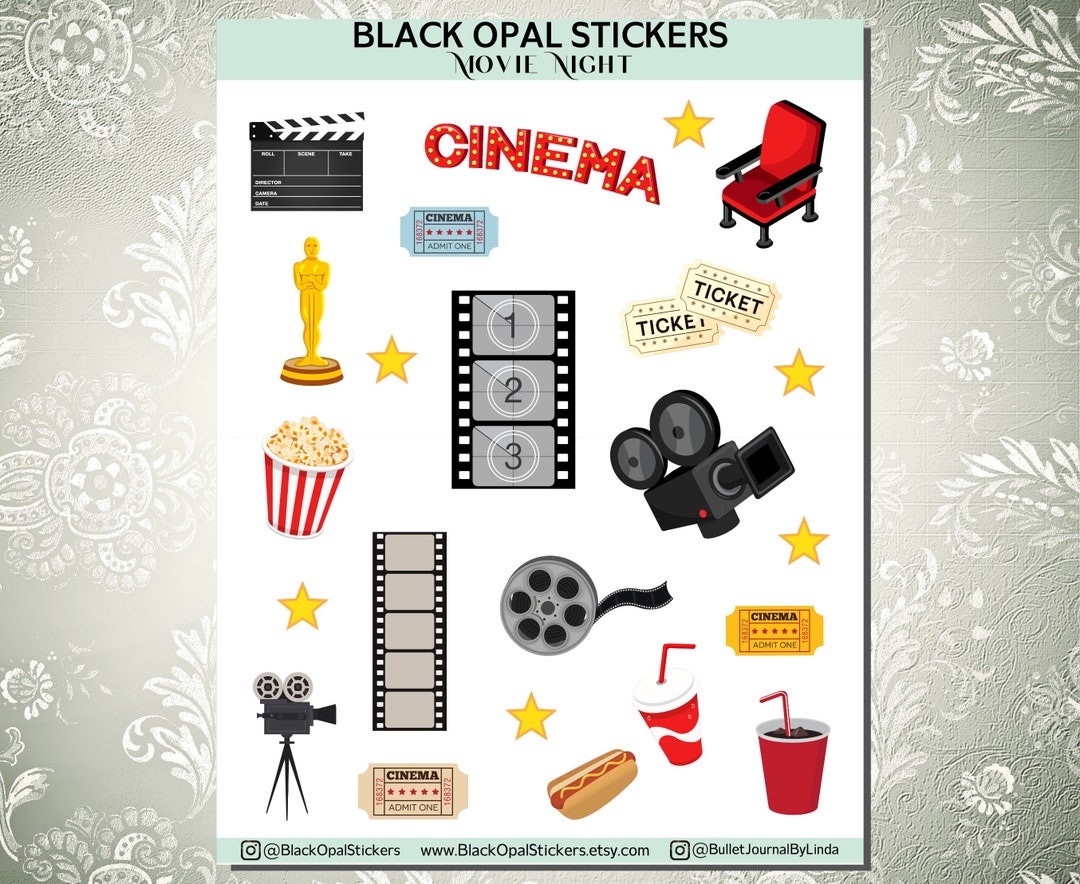 Movie Night Stickers for Bullet Journals Scrapbooking Cards - Etsy ...