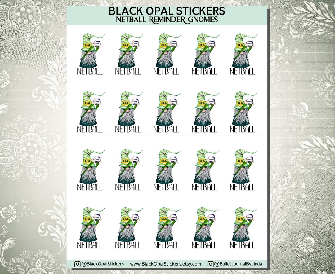 Netball Gnome Reminder Stickers for Journals, Planners, Scrapbooking ...