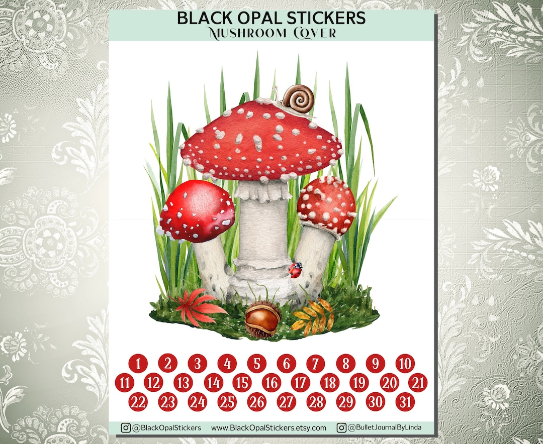 Mushroom Monthly Cover With Date Stickers for Journals, Planners ...