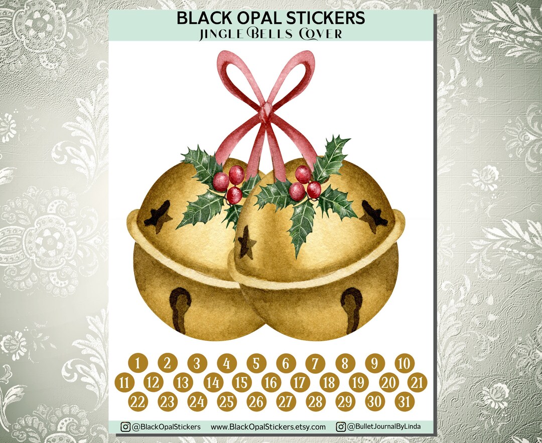 Jingle Bells Monthly Cover with Date Stickers for Journals, Planners ...