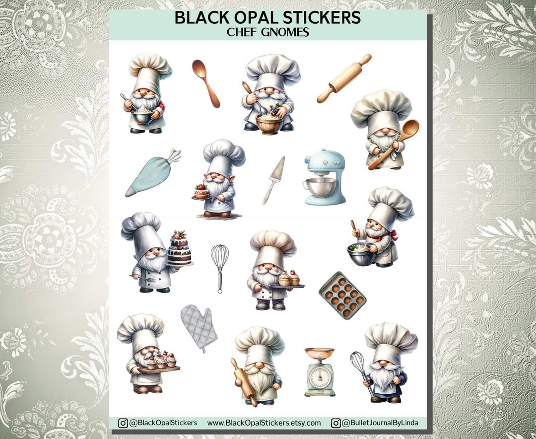 Chef Gnome Stickers | Journals | Planners | Scrapbooking | Craft |card ...