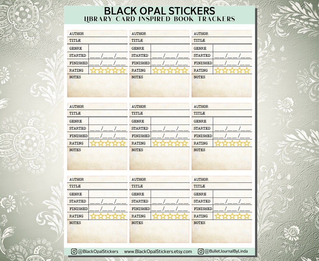Library Card Inspired Book Tracker Stickers for Journals, Planners ...