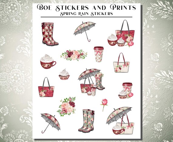 Spring Rain Stickers for Bullet Journals Scrapbooking Cards - Etsy