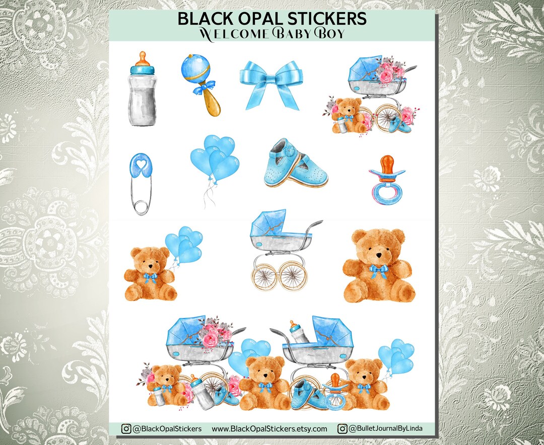Welcome Baby Boy Stickers for Bullet Journals, Scrapbooking, Cards ...