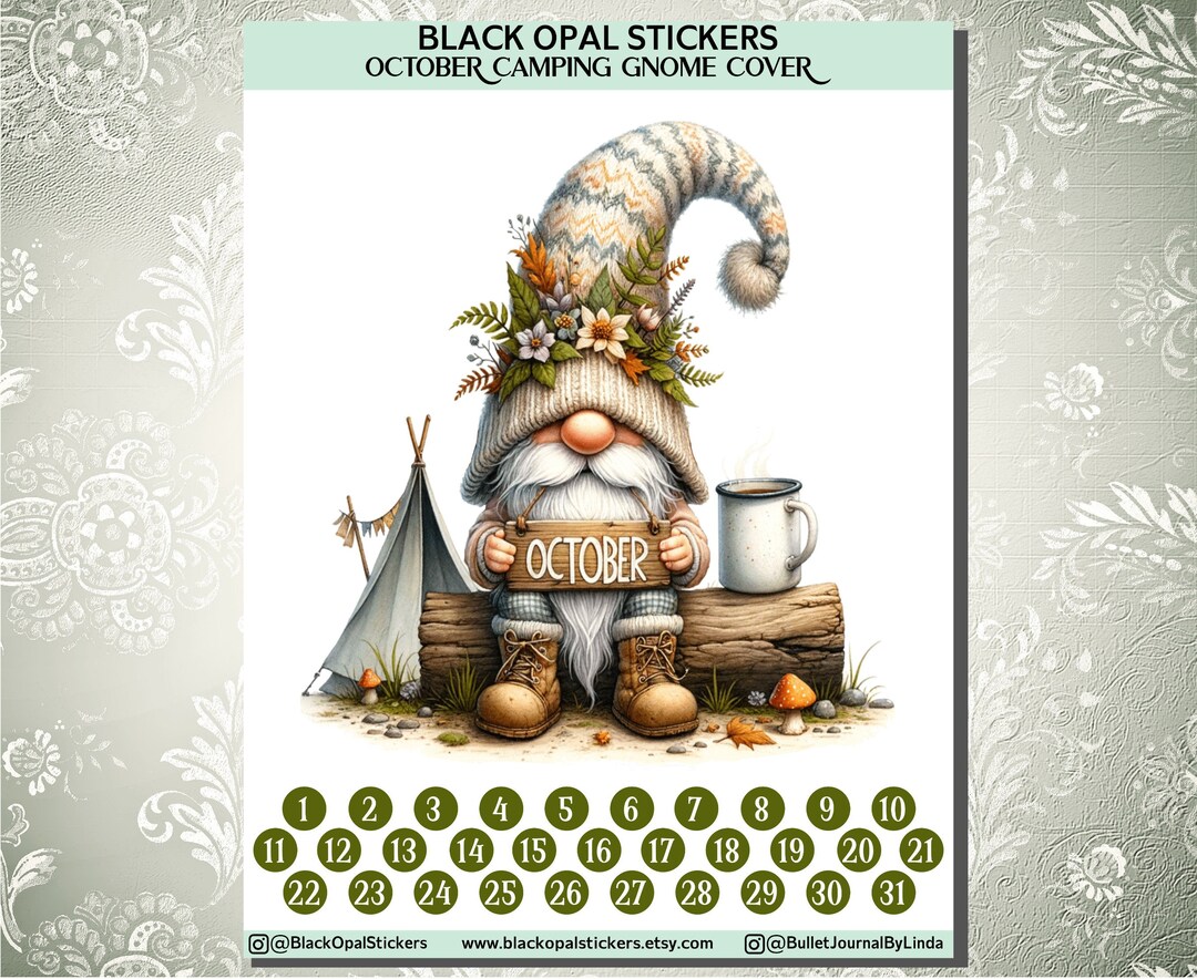 October Gnome Monthly Cover With Date Stickers | Journals | Planners ...