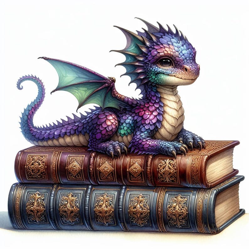 44 Book Dragon Clipart With Commercial License - Etsy
