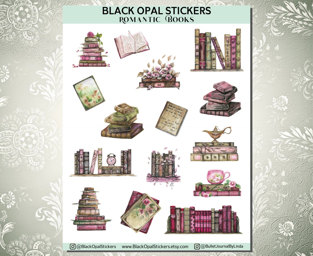 Romantic Books Stickers for Journals, Planners, Scrapbooking, Craft ...