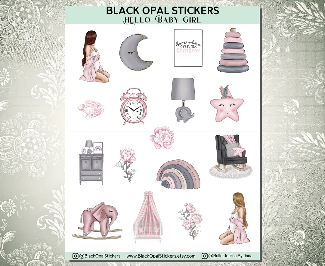 Hello Baby Girl Stickers for Bullet Journals, Scrapbooking, Cards, Kids ...