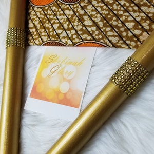 Gold Mattah-war Sticks-praise Instruments-worship Sticks-staff-painted ...