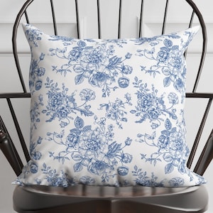 Blue Toile Pillow Blue Floral Throw Pillow Classic Toile Designer ...