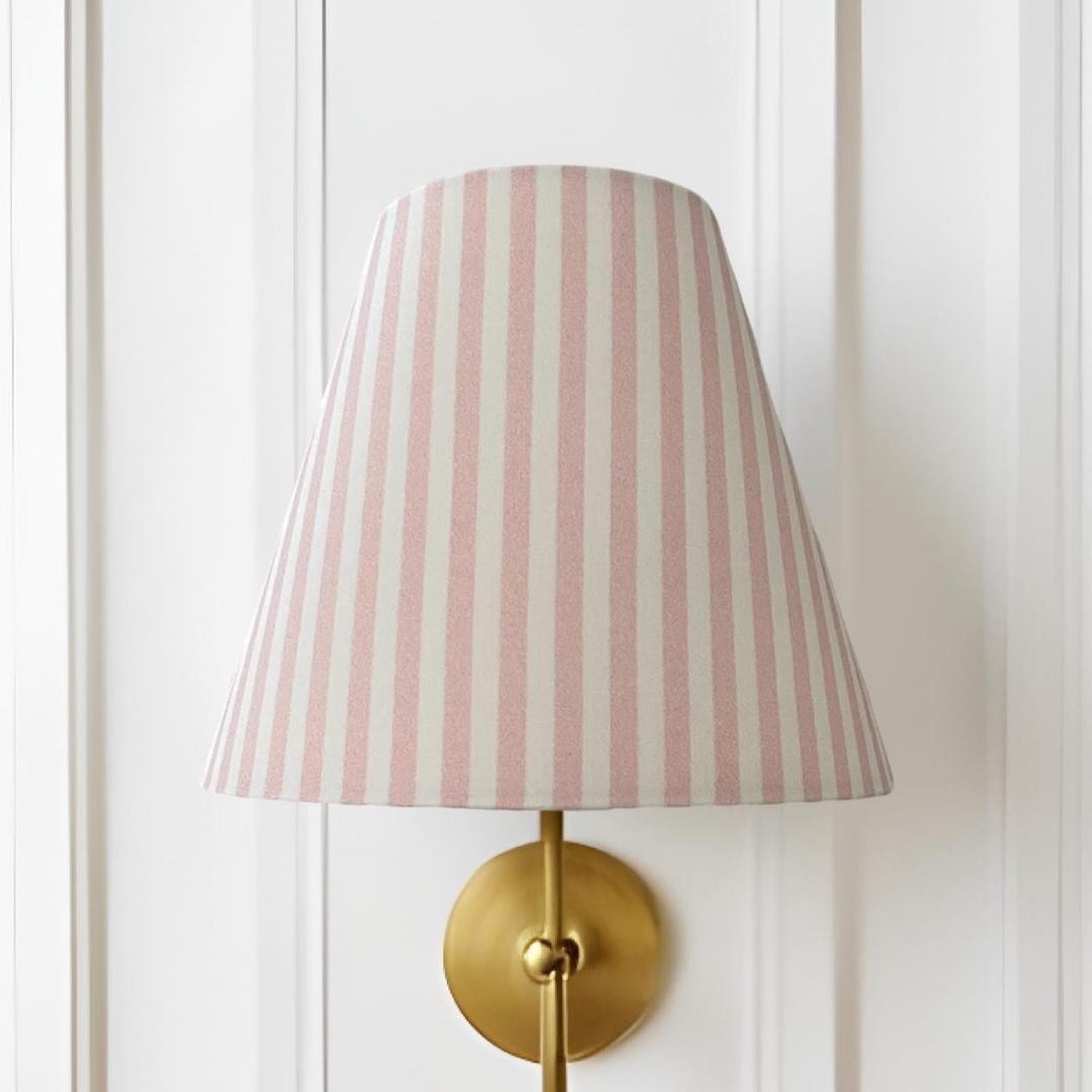 Pink Lampshade Striped Pink Sconce Shade for Chandelier Blush Pink Lamp ...