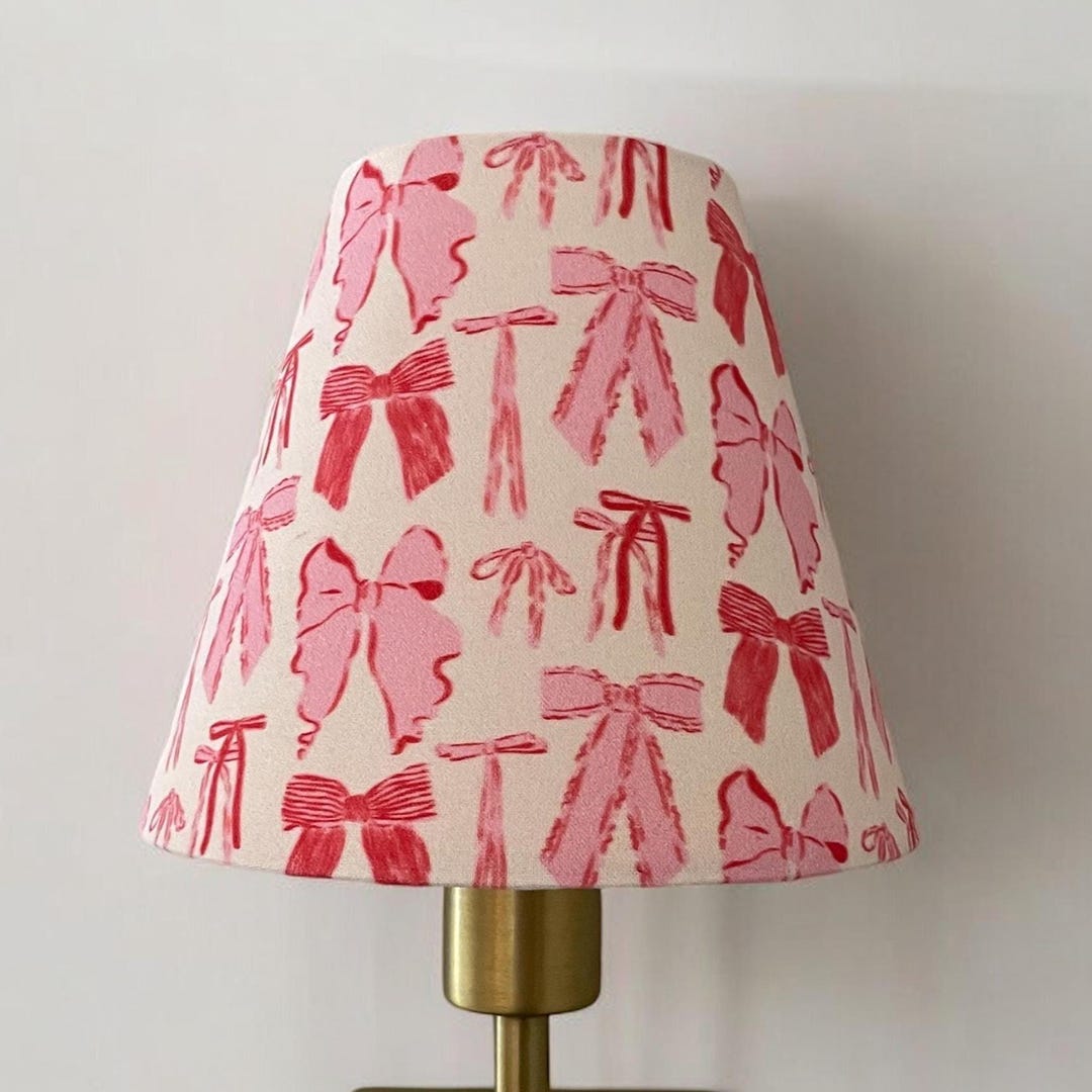 Pink Bow Lampshade: Clip-on Sconce Shade, Grandmillennial Decor - Etsy