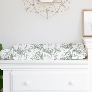 Sage Green Toile Crib Sheet Green Floral Crib Sheet Girls Baby Bedding ...