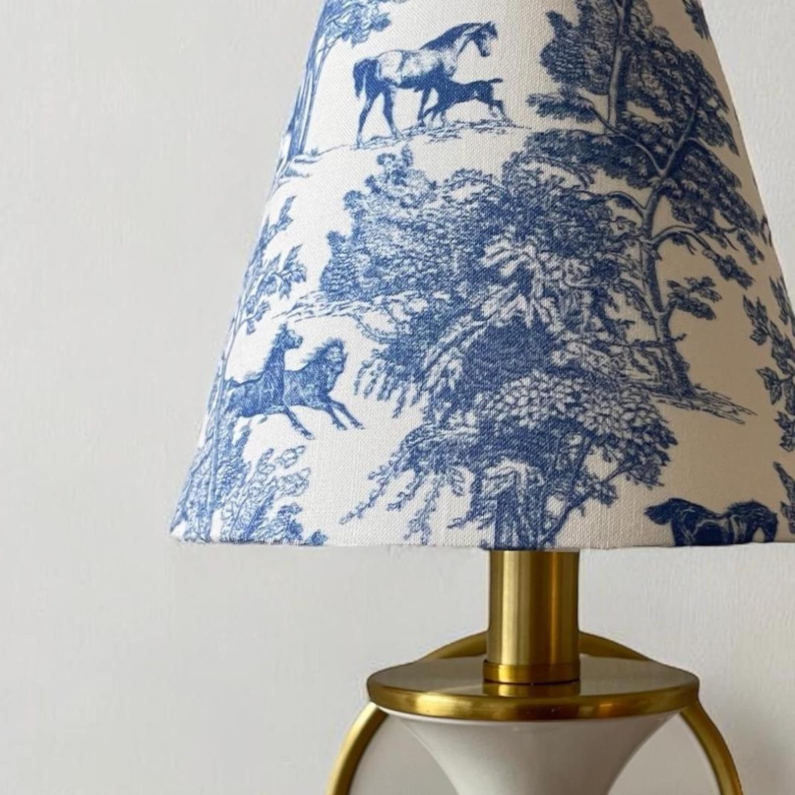 Toile Sconce Shade Equestrian Decor Blue Toile Lampshade for Chandelier ...