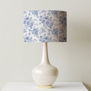 Blue Toile Lampshade Custom Made Blue and White Floral Lamp Shade With ...