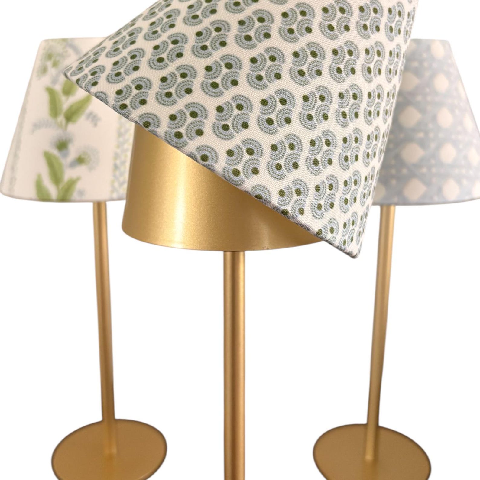 LED Cordless Lamp Shade Cover: Blue & Green Fabric, Mahjong Table Light ...