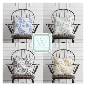 Blue Toile Pillow Blue Floral Throw Pillow Classic Toile Designer ...