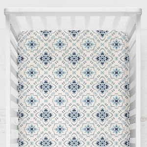 Floral Crib Sheet Light Blue Floral Baby Bedding Set Preppy Nursery ...