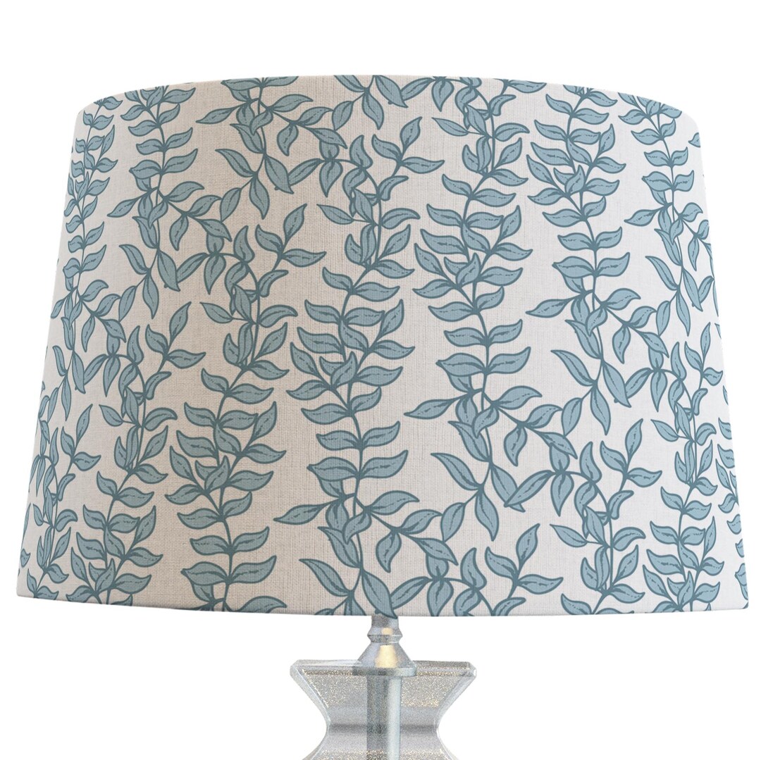 Blue Lampshade Floral Blue Vines Garden Drum Shade for Table Lamp ...