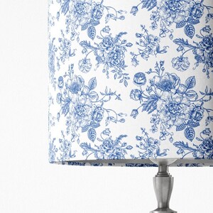 Toile Lampshade Blue Toile Floral Lampshade Blue and White Home Decor ...