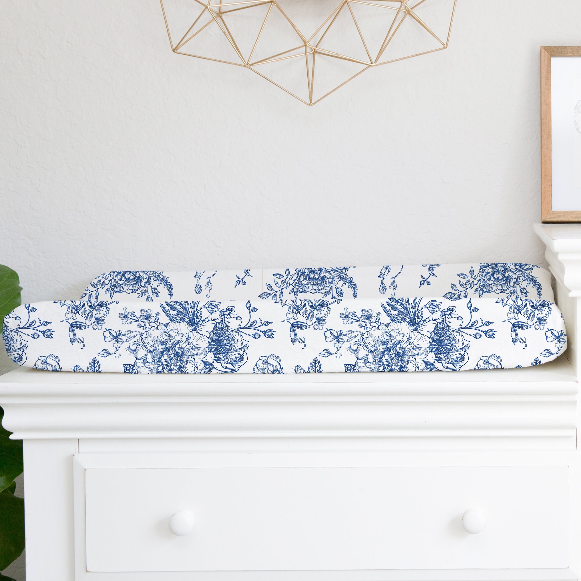 Light Blue Floral Changing Pad Cover Baby Bedding Set Preppy | Etsy