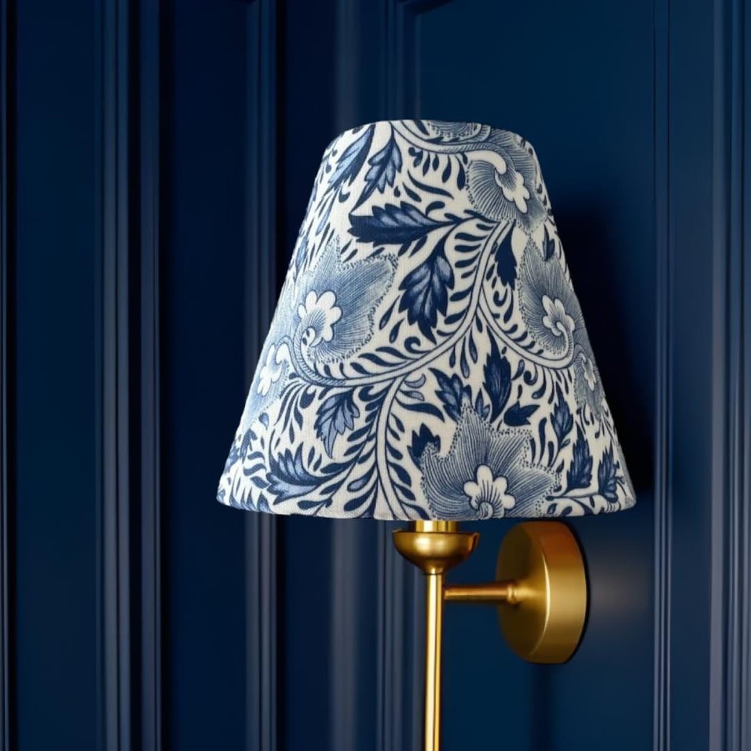 Blue & White Patterned Sconce Shade: Traditional Chandelier Clip-on ...