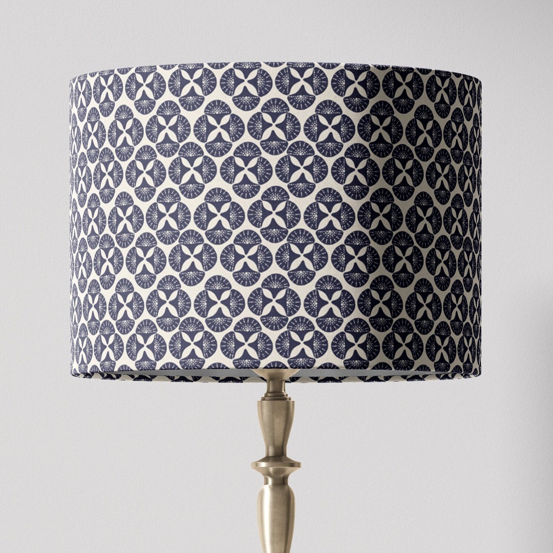 Navy Blue Coastal Lampshade for Table Lamp Patterned Lamps Shade ...