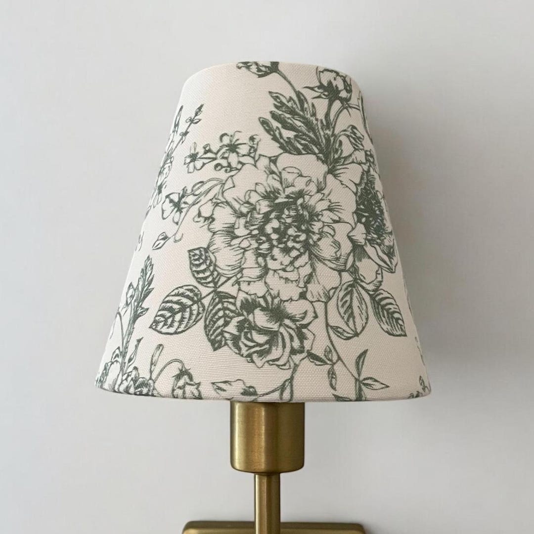 Green Toile Sconce Shade Sage Floral Lampshade for Wall Sconce or ...