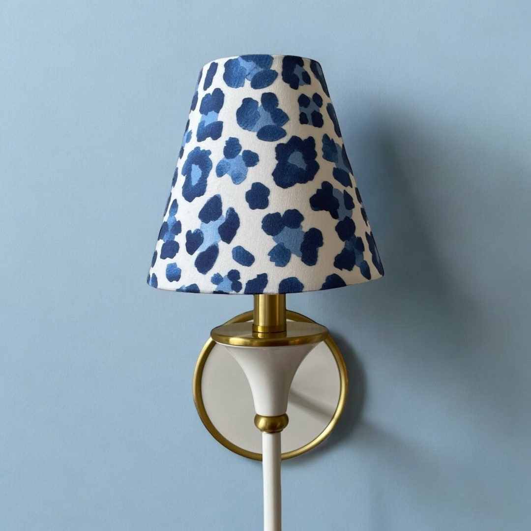 Blue Leopard Sconce Shade Blue Lampshade for Chandelier Sconce, Animal ...