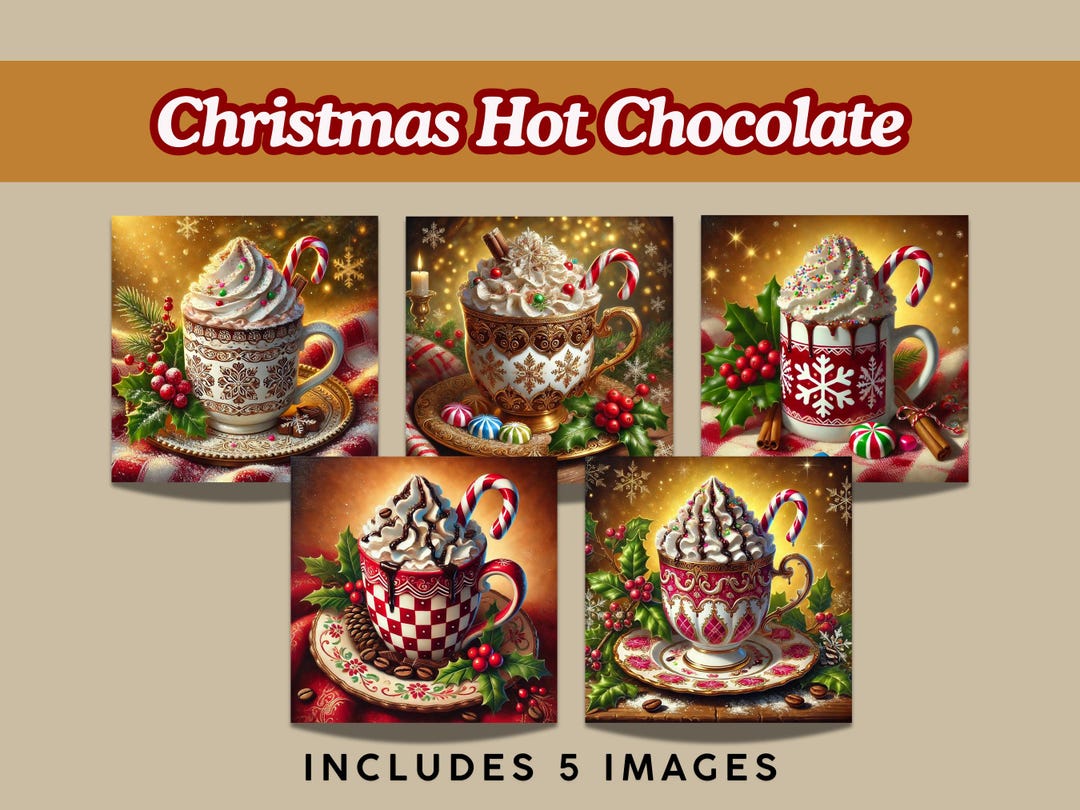 Christmas Hot Chocolate Clipart PNG Set, Festive Holiday Cocoa ...