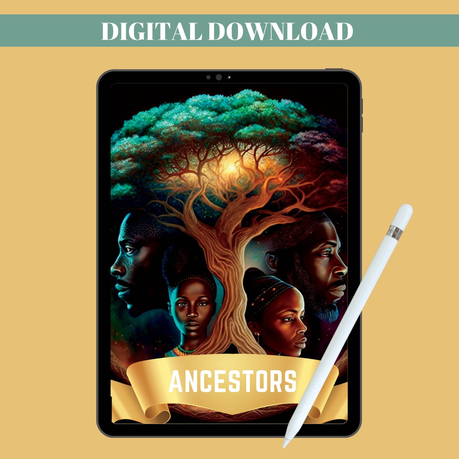 Digital Black Art, Ancestors Artwork, Journal Cover, Black History ...