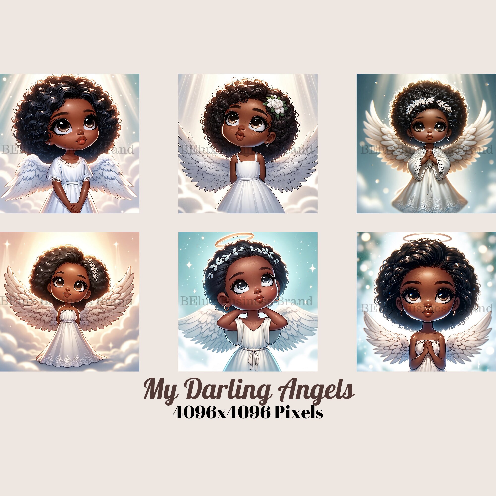 African American Chibi Angels, Black Chibi Angels PNG, Angel Bundles ...