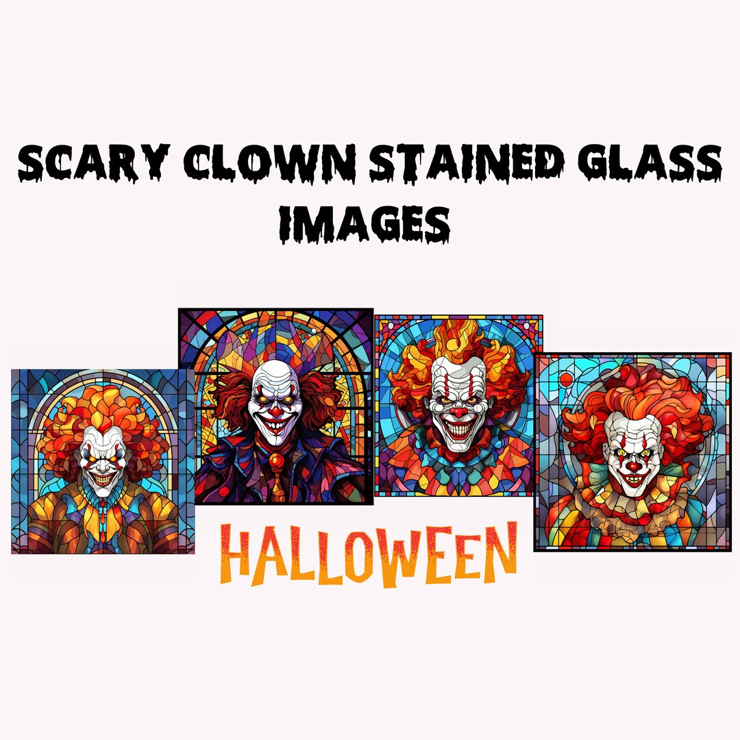 Scary Clown Stained Glass Images. Halloween Clowns. Halloween Clown ...