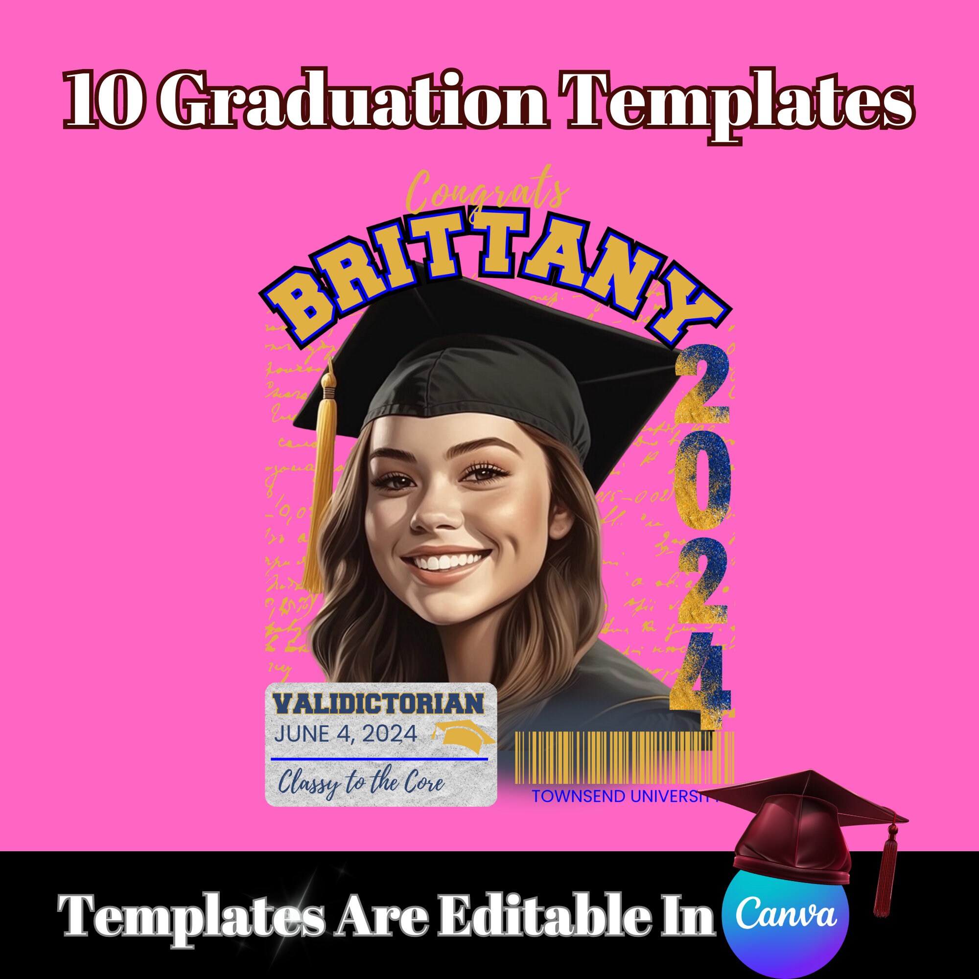 Graduation Template, Graduation Design, Class of 2024, Graduation ...