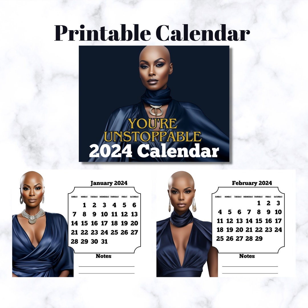 2024 Printable Calendar, 2024 Digital Calendar, African American Woman ...