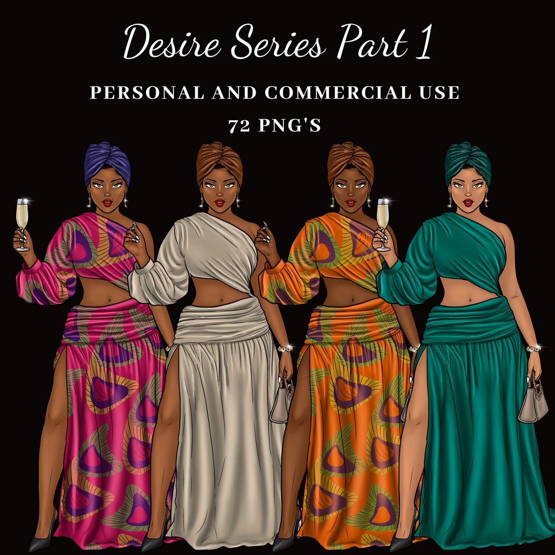 Black Woman Clipart Bundle, African American Clipart, Fashion Girl ...