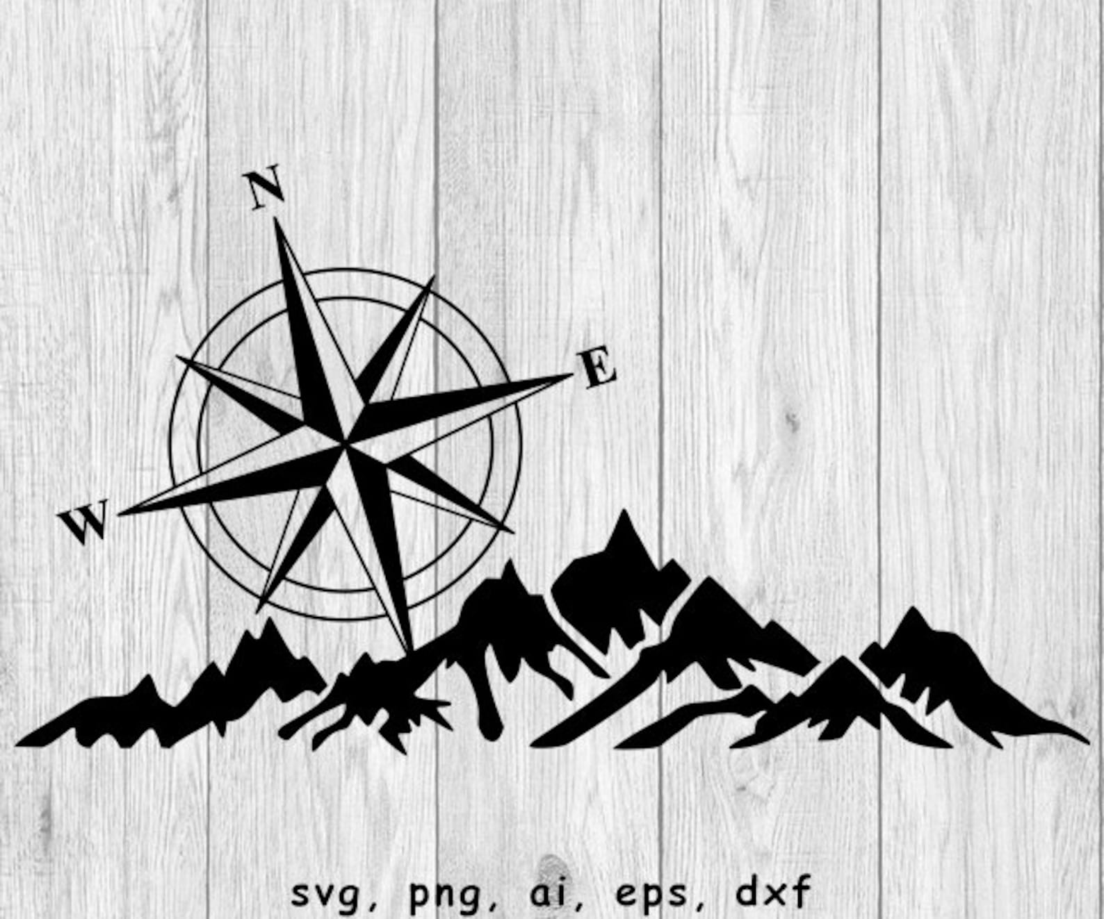 Mountain Compass svg png ai eps dxf DIGITAL FILES for | Etsy
