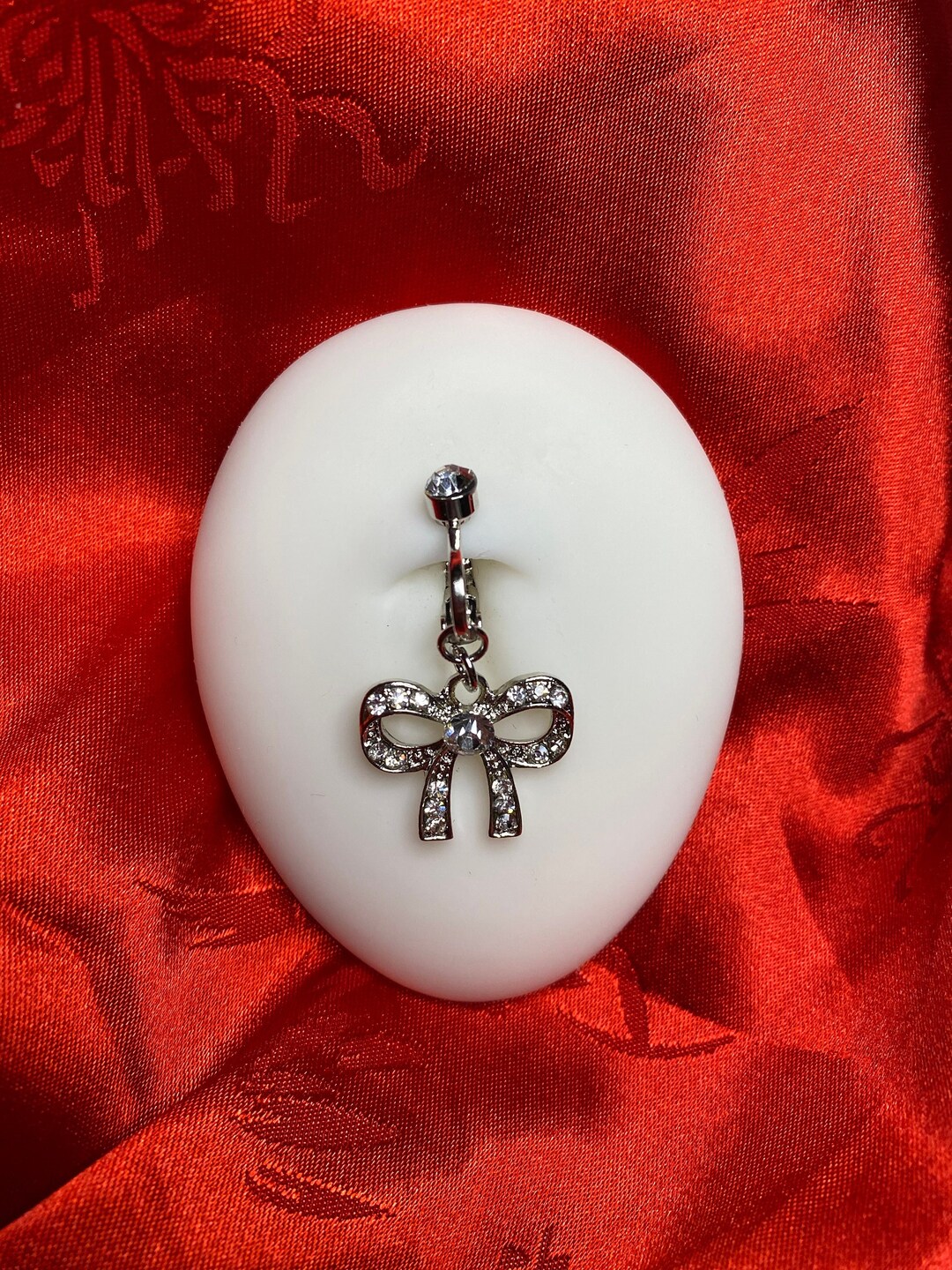 Fake Belly Piercing Big Bow Shaped Rhinestones Crystal, No Piercing ...