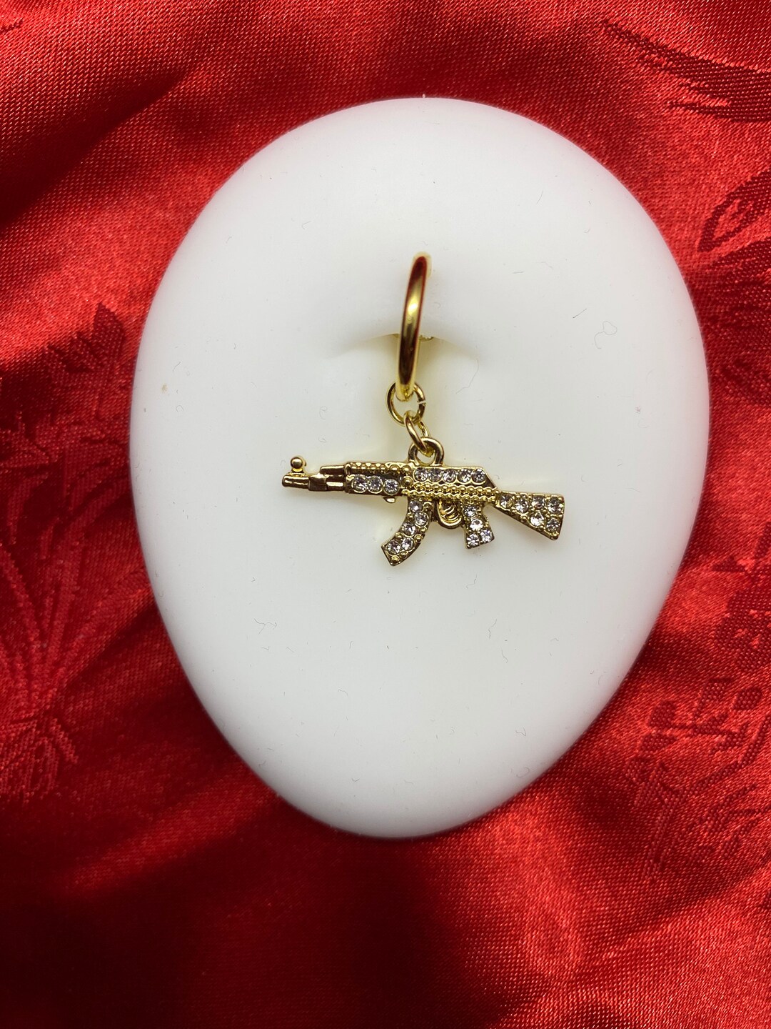 Fake Belly Piercing Cute Rhinestone Gun, No Piercing Belly Ring, Belly ...