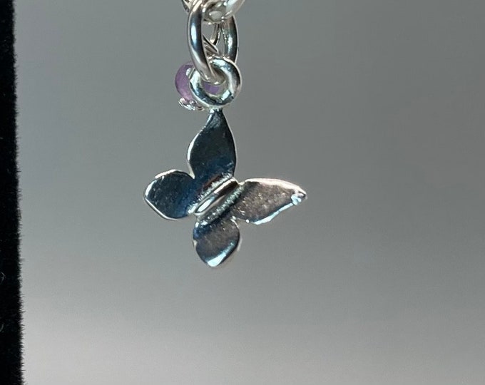 Very, Very Tiny Sterling Silver Butterfly Charm With Tiny Amethyst - Etsy