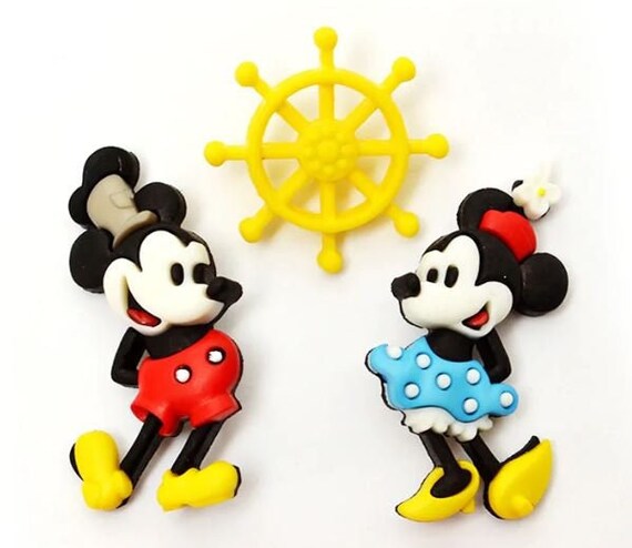 Disney Steamboat Willie Mickey & Minnie Buttons Jesse James - Etsy