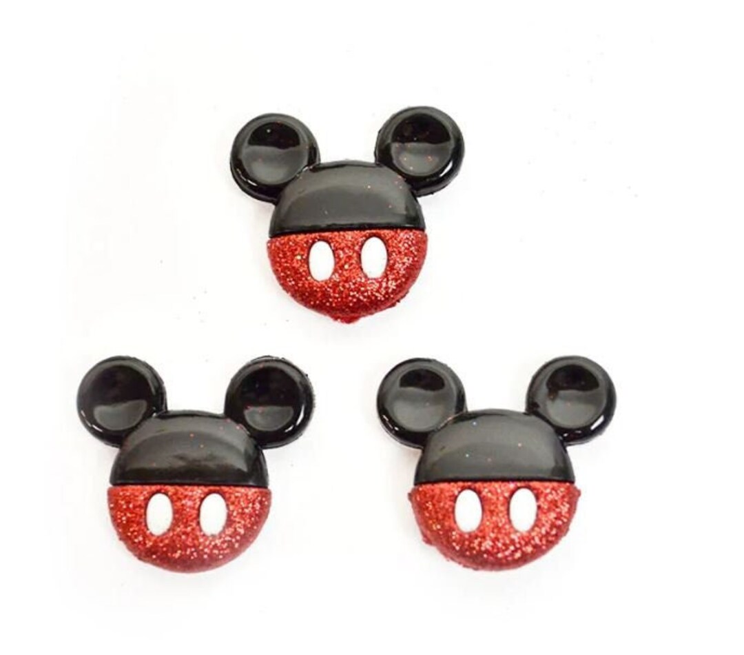 Glitter Disney Mickey Mouse Head Shank Back Buttons Jesse - Etsy