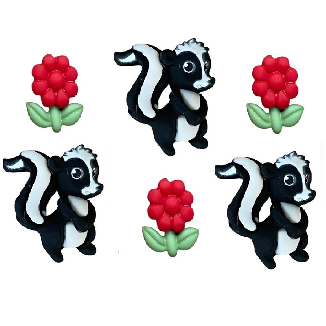 Stinkin' Cute Skunk and Rose Buttons - Etsy